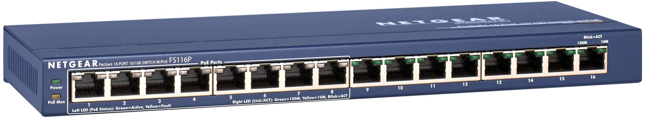 Prosafe 16port 10/100 Desktop Switch With 8port Poe Fs116p