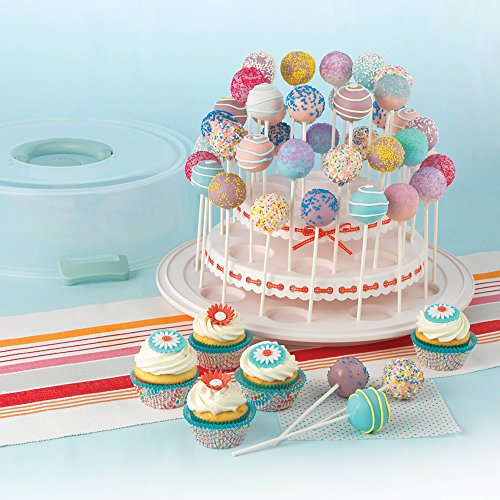 Sweet Creations 3 Tier, Collapsible Cupcake and Cakepop Display Carrier with Handel, White
