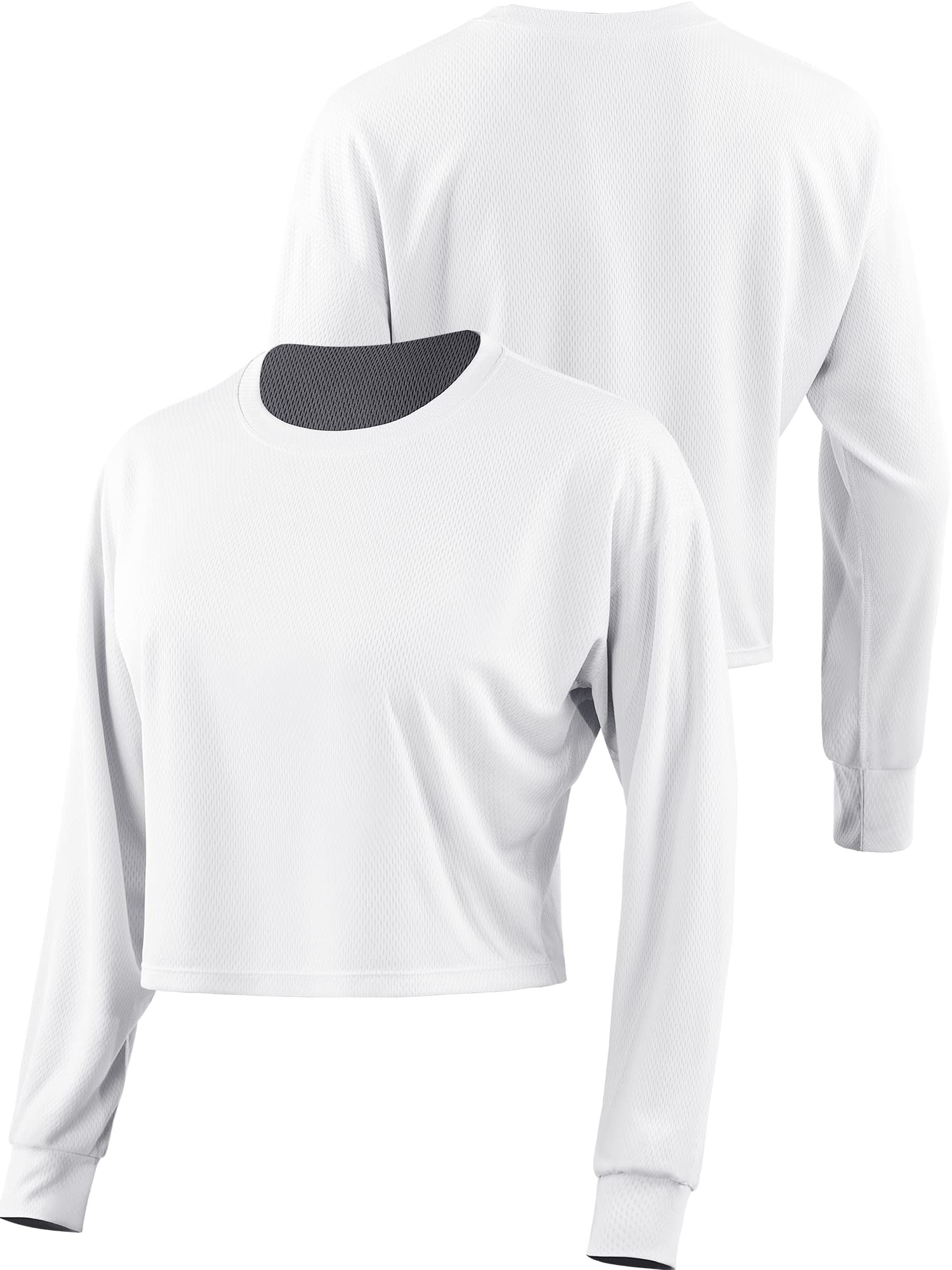 CADMUS Women's Workout Shirts Crop Tops Mesh Quick-Dry Gym t Shirts, 2107, Black, Grey, White, Small