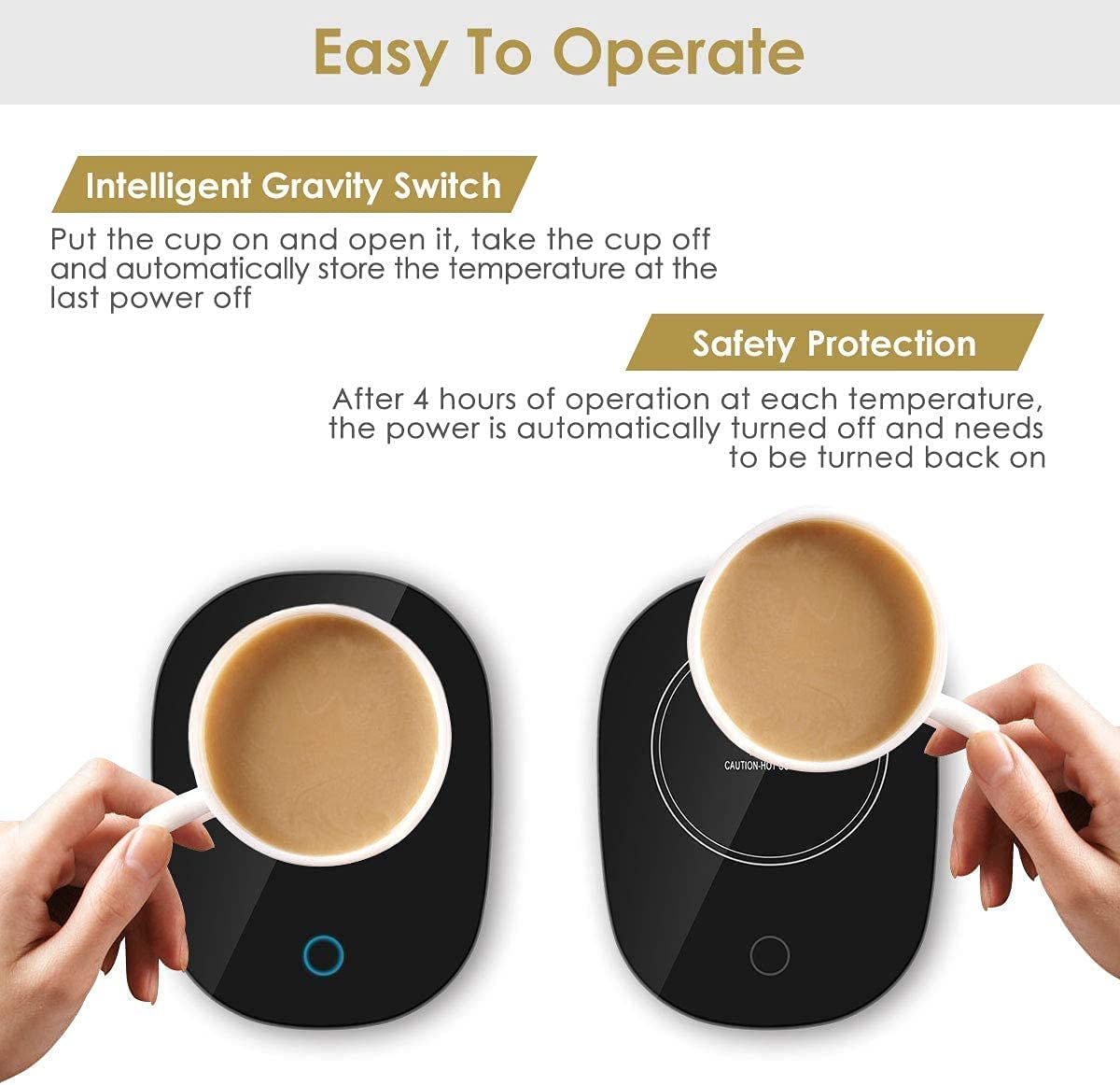 Coffee Mug Warmer, Smart Cup Warmer for Desk with Auto Shut Off, Electric Beverage Warmer, Candle Wax Cup Warmer Heating Plate for Women Valentine's Day Gifts Tea, Water, Cocoa