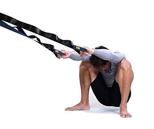 Brazyn - 12 Loop Mobility Stretching Band - Stretch Strap with Loops Physical Therapy Yoga Straps for Stretching Pilates Calf Stretcher Flexibility Running Dance Gymnastics with Travel Bag - Navy Blue