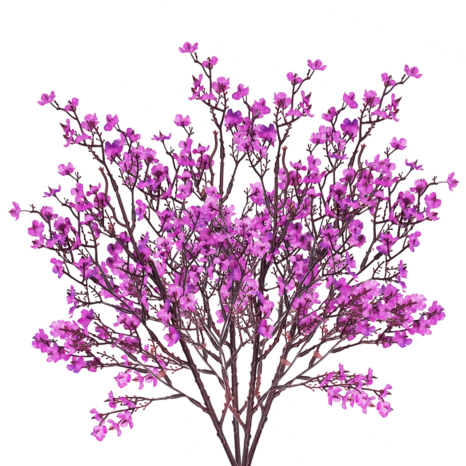 Uieke Artificial Flowers Babys Breath Flowers 4 Bundle Faux Artificial Gypsophila Bouquet Real Touch Fake Silk Flowers for Wedding Party DIY Home Garden Decor (Purple)
