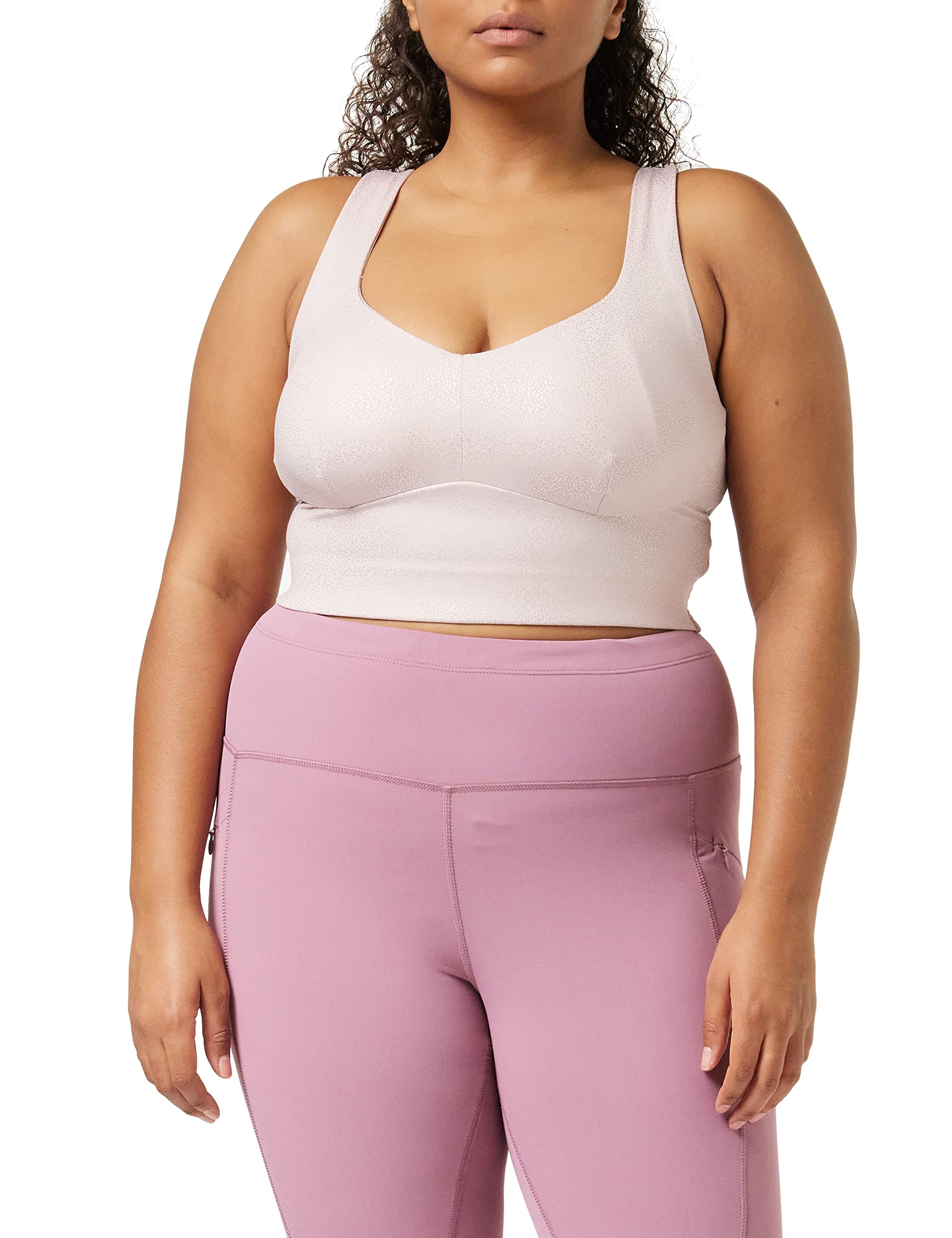 Core 10 Women's Nearly Naked Corset Sports Bra (Available in Plus Size), Foil Print Shine, 2X