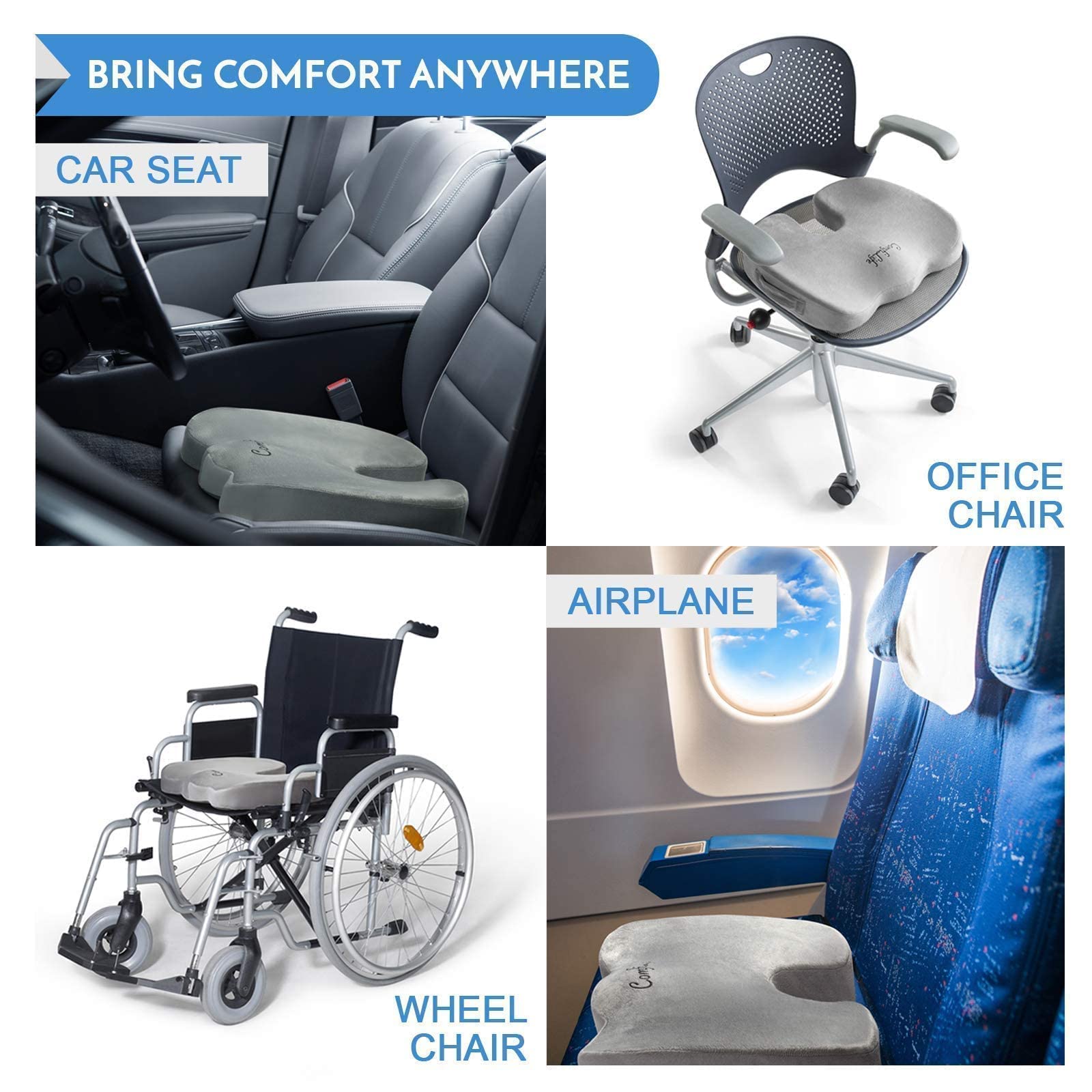 ComfiLife Body Positioner, Seat Cushion & Lumbar Support Bundle, 100% Memory Foam Office Chair & Car Seat Cushion for Back Pain & Sciatica Relief