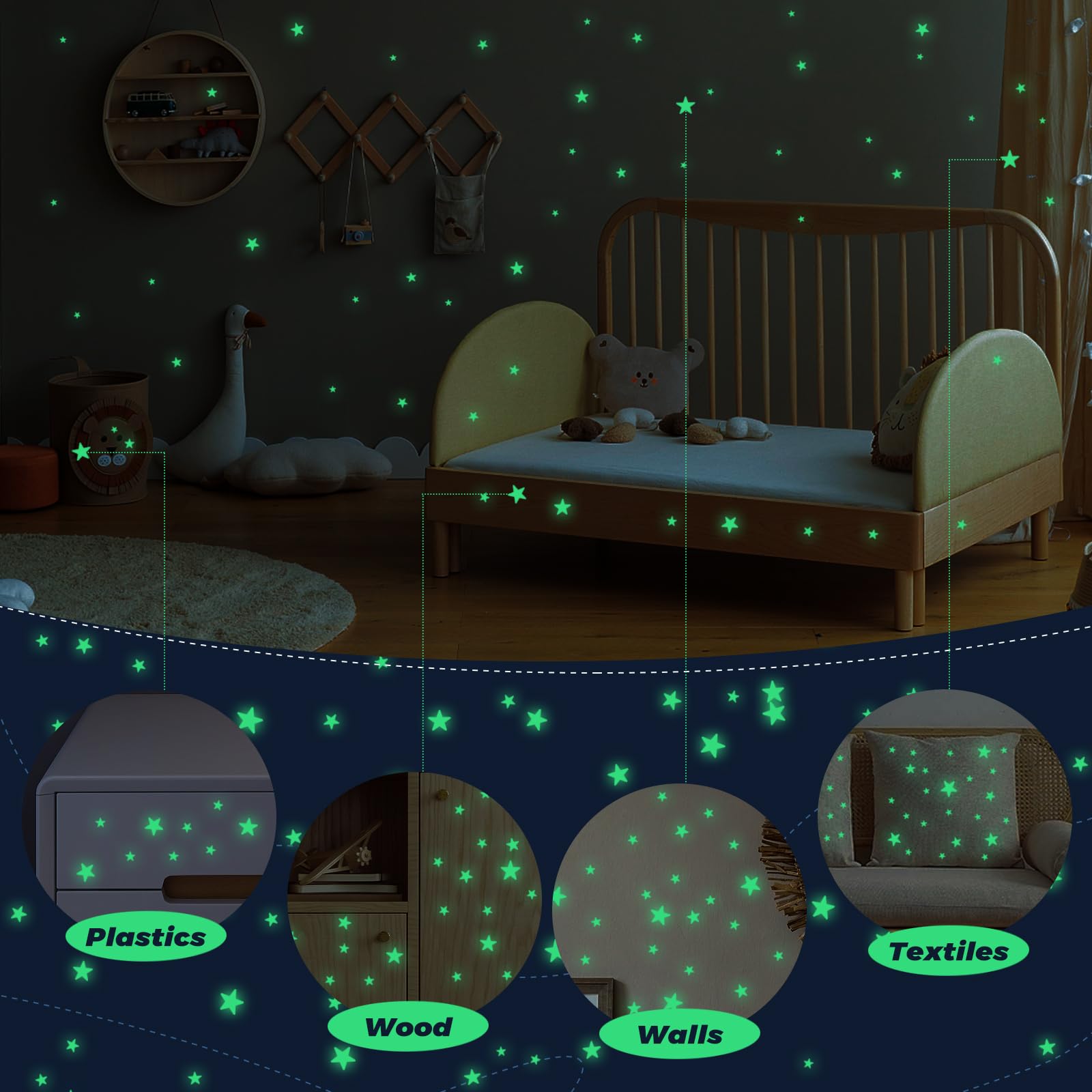 Glow in The Dark Stars Stickers for Ceiling, 514Pcs 3D Room Wall Decor Ceiling Stars Glow in The Dark Star Stickers Glow in The Dark Wall Decals for Kids Bedding Room or Party Birthday Gift