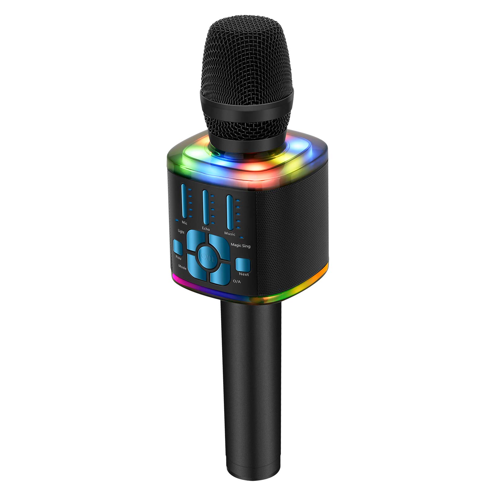 BONAOK Wireless Bluetooth Karaoke Microphone with Magic Voice, Portable Handheld Mic and Speaker Machine for Home Party Birthday PC/All Smartphones D30(Blue)