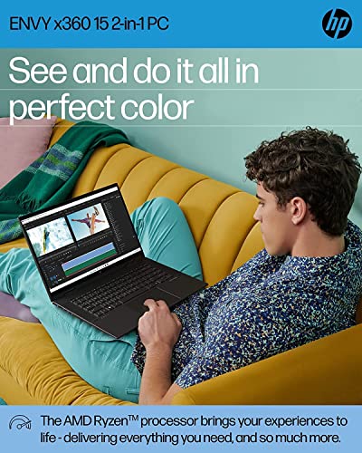HP 2023 Newest Envy x360 Touchscreen 2-in-1 Laptop, 15.6 Inch Touch Display, AMD Ryzen 7 5825U Processor, AMD Radeon Graphics, 16GB RAM, 512GB SSD, Finger Print Reader, Bluetooth, Wi-Fi, Win 11 Home