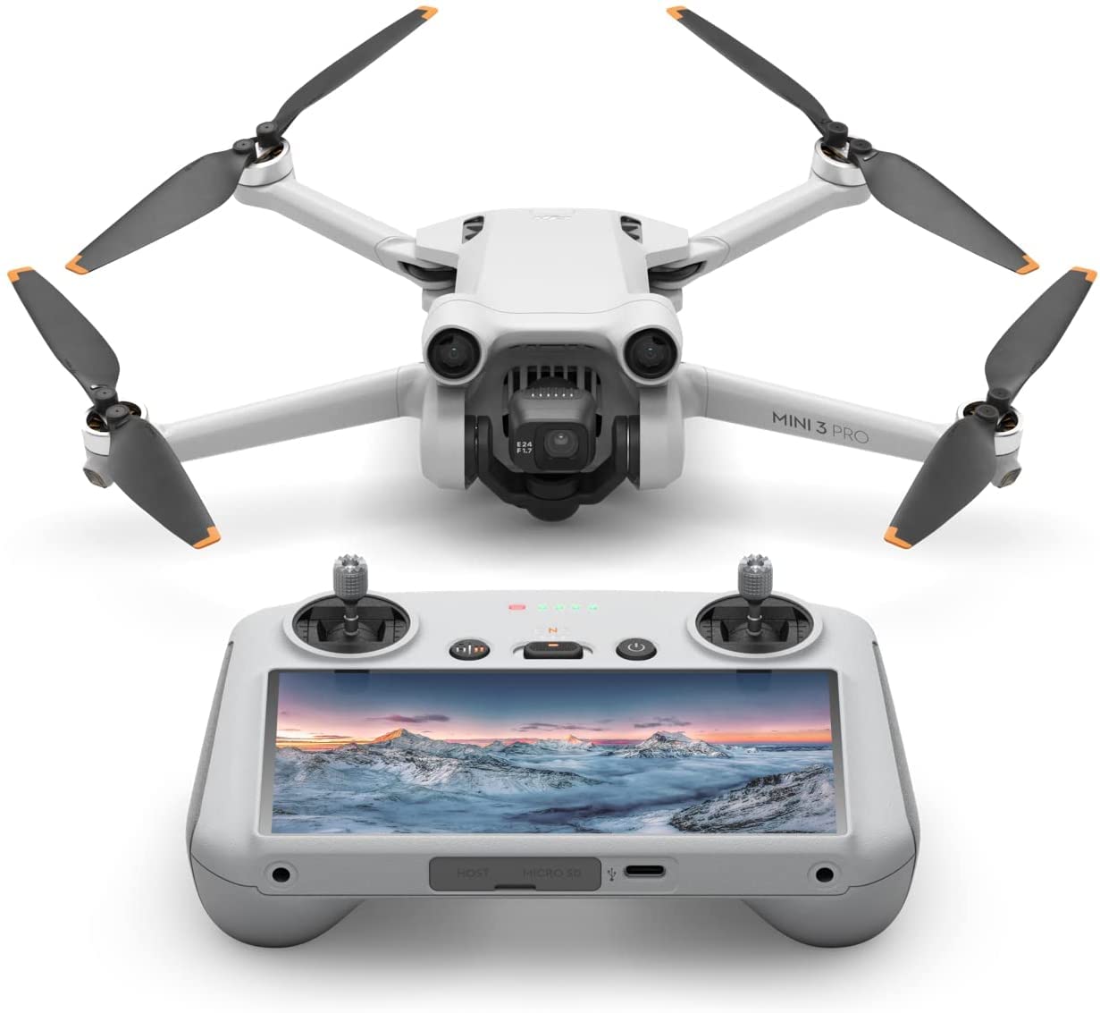 DJI Mini 3 Pro (DJI RC) - Lightweight and Foldable 34-min Flight Time Camera Drone Bundle with Built in Monitor, with 128 GB SD Card, 3.0 USB Card Reader, Landing Pad, Waterproof Backpack and More