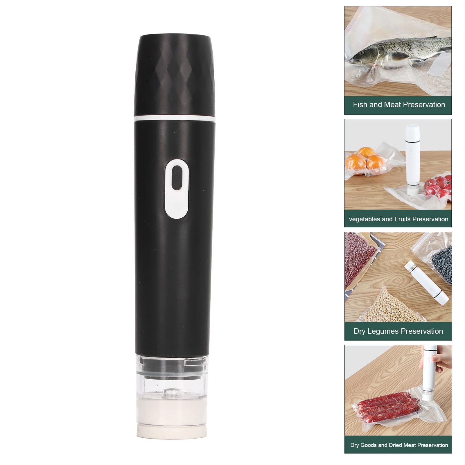 Electric Air Pump Vacuum Seal Pump Handheld Vacuum Food Sealer Automatic Food Vacuum Pump Cordless Sealing Machine Tool for Food Storage (Black)
