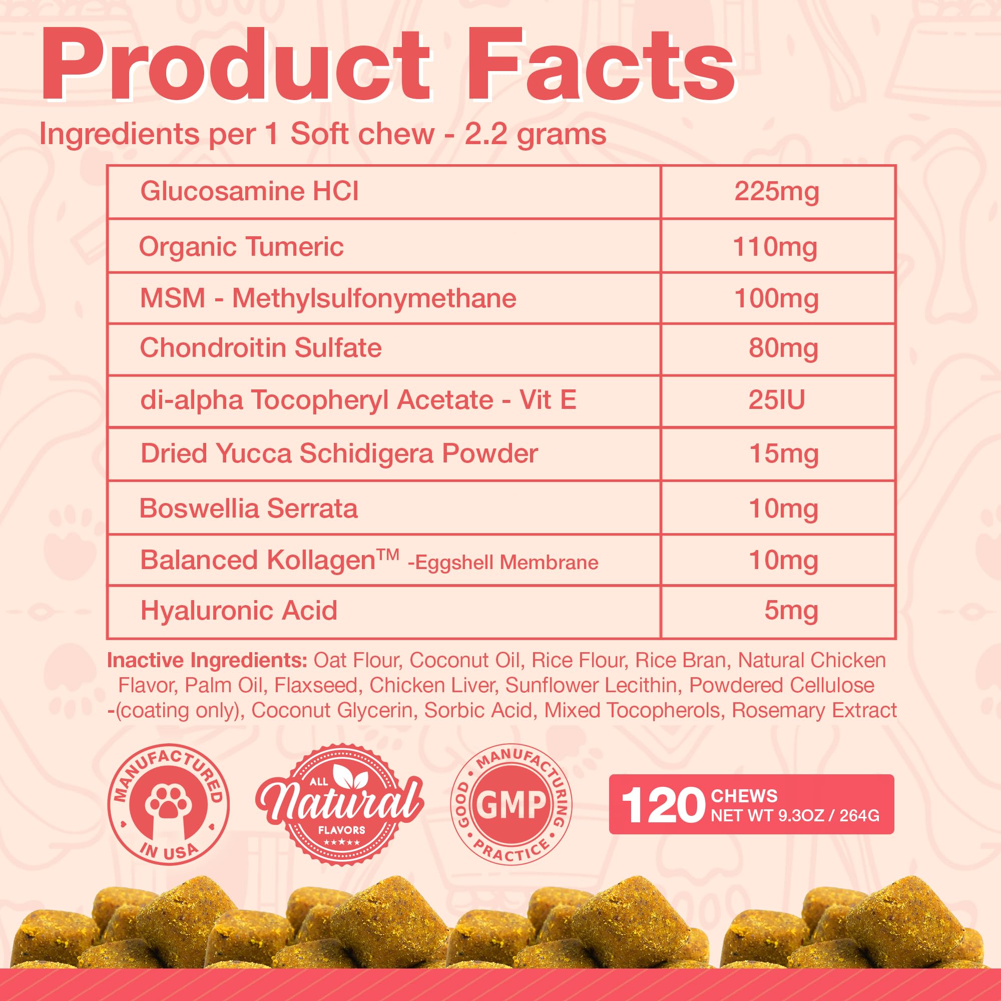 pawlife Arthritis Dog Joint Chews| Glucosamine, Chondroitin, Omega-3| MSM Support for Healthy Joints| 120ct Veterinarian Formulated Soft Chews| Up to 4-Month Supply