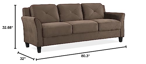 LIFESTYLE SOLUTIONS Collection Grayson Micro-Fabric Sofas, 80.3" x 32" x 32.68", Brown
