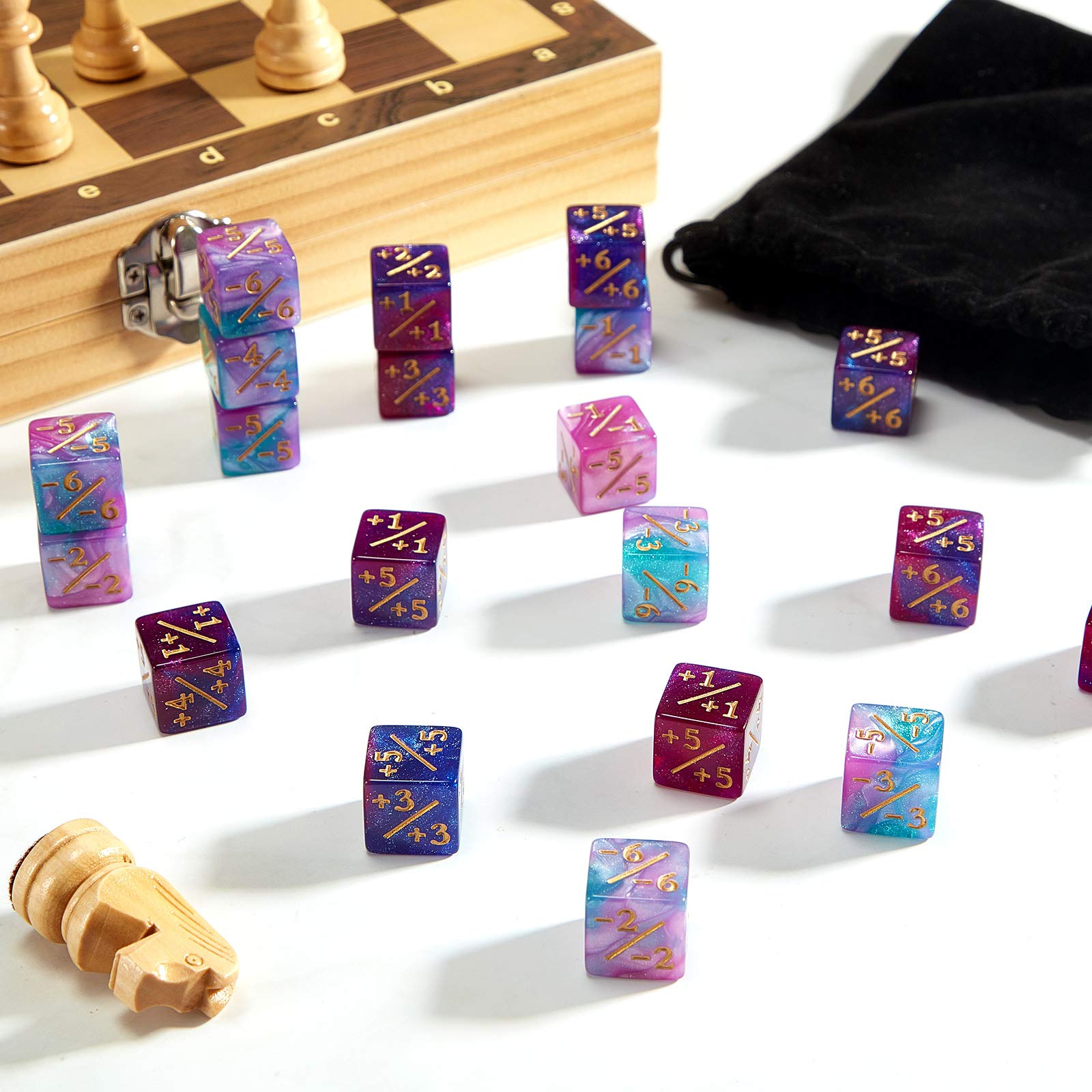 Sumind 48 Pieces MTG Dice Counters Token Dice Glitter D6 Dice Cube Loyalty Counter Dice Compatible with MTG, CCG, Card Gaming Accessory (Fresh Style)