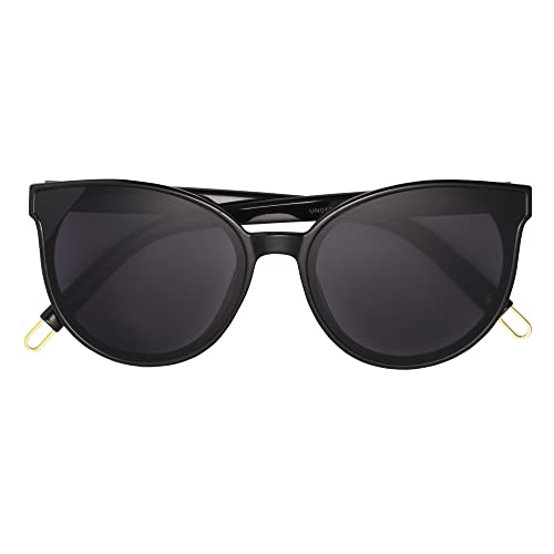 NINE WEST Women's Sima Round Sunglasses, Shiny Black, 63 mm