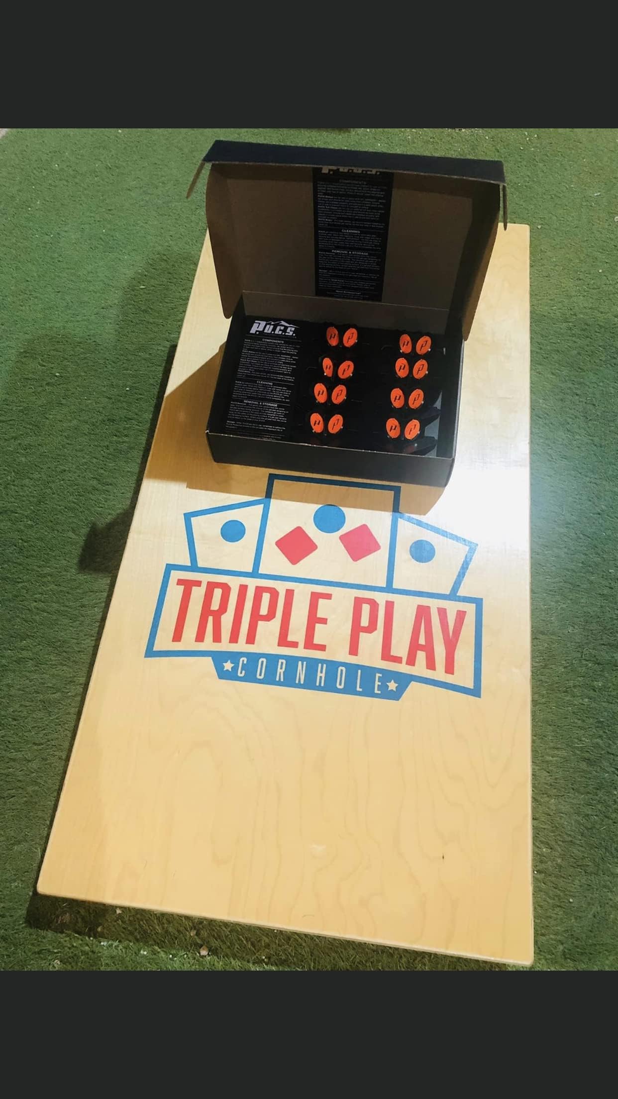PUCS Elite Package - 3 in 1 Cornhole Board Stabilization System - Keeps Cornhole Boards in Place & Level - Safe & Suitable for Virtually Any Cornhole Game Playing Surface - Made in The USA