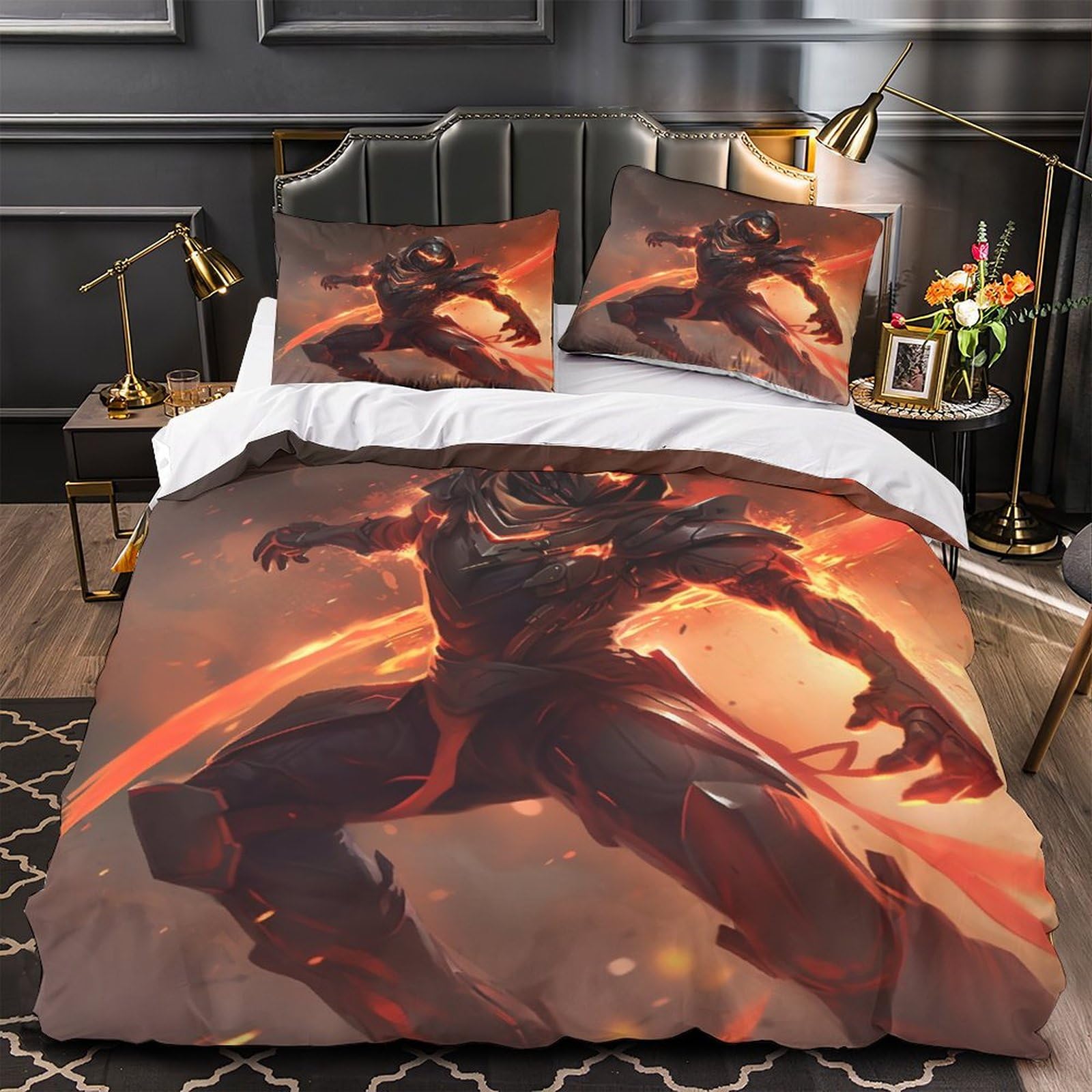EVMILA Flame Ninjas Comforter Covers Quilt Cover 3D Print Dazzle Duvet Cover for Boys Girls with Pillow Cases with Zipper Closure Soft Microfiber Bedding Set 3 Pieces Twin(173x218cm)