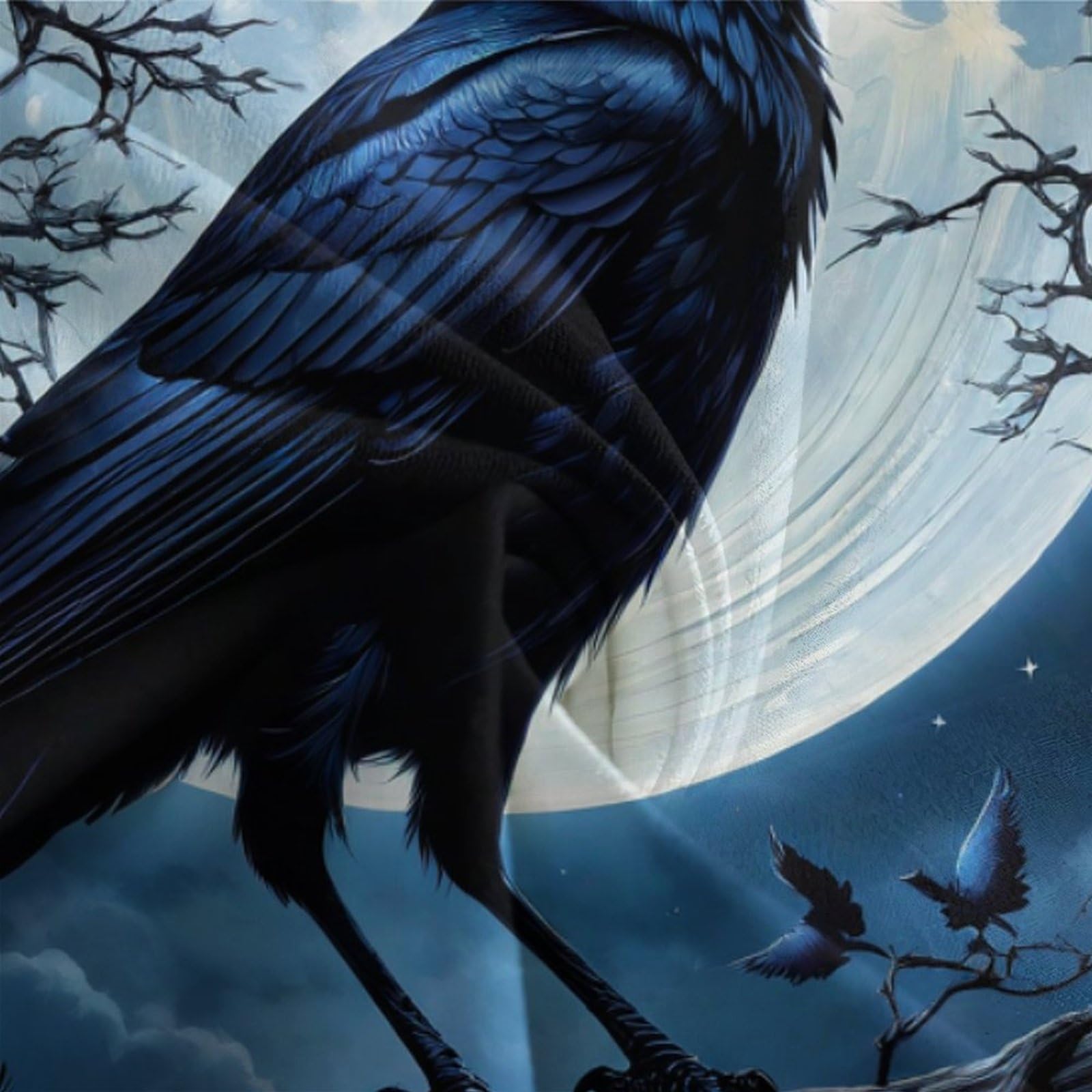 EVMILA Gothic Crow 3D Print Eerie Night for Boys Girls Quilt Cover Comforter Covers Duvet Cover Soft Microfiber with Zipper Closure with Pillow Cases Bedding Set 3 Pieces Twin(173x218cm)