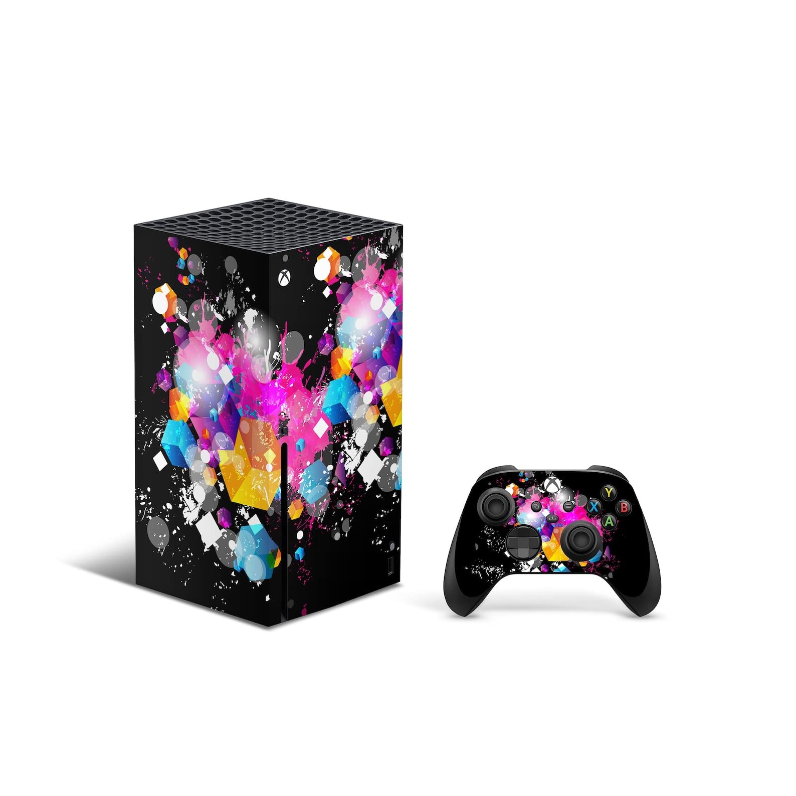 ZOOMHITSKINS Compatible with X1 Series X, 3M Technology Disco Black Neon Splash Colors Pink Yellow, Durable, Bubble-Free, Made in The USA