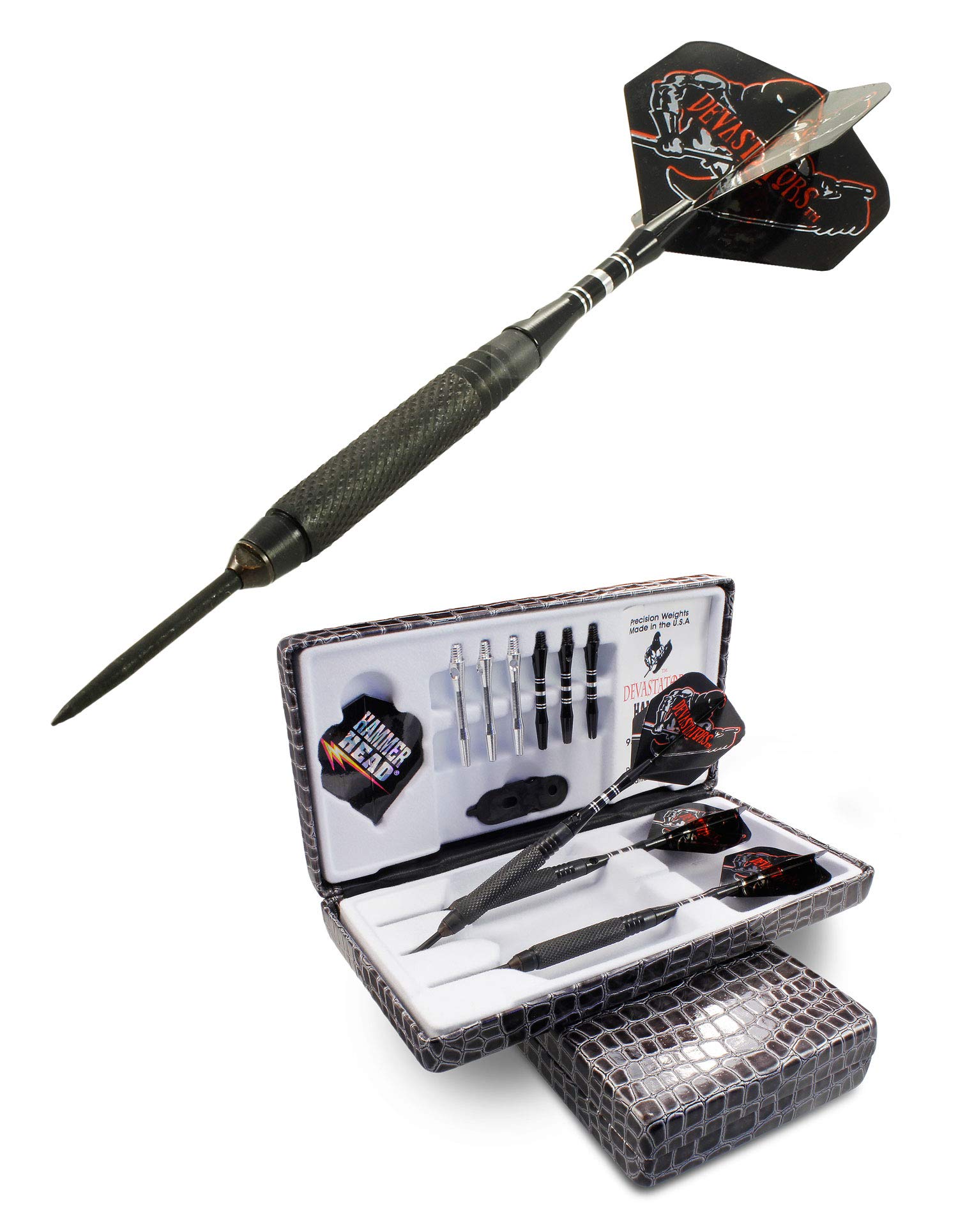 Bottelsen Hammer Head 95% Tungsten Devastators Black Steal 9/32-Inch Diameter Coarse Knurl Dart, 25 Gram
