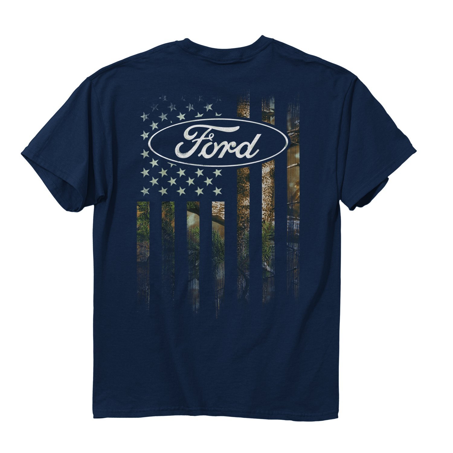 Buck Wear Men's Ford Camo Accent Flag T-Shirt, Blue Dusk, 3X-Large