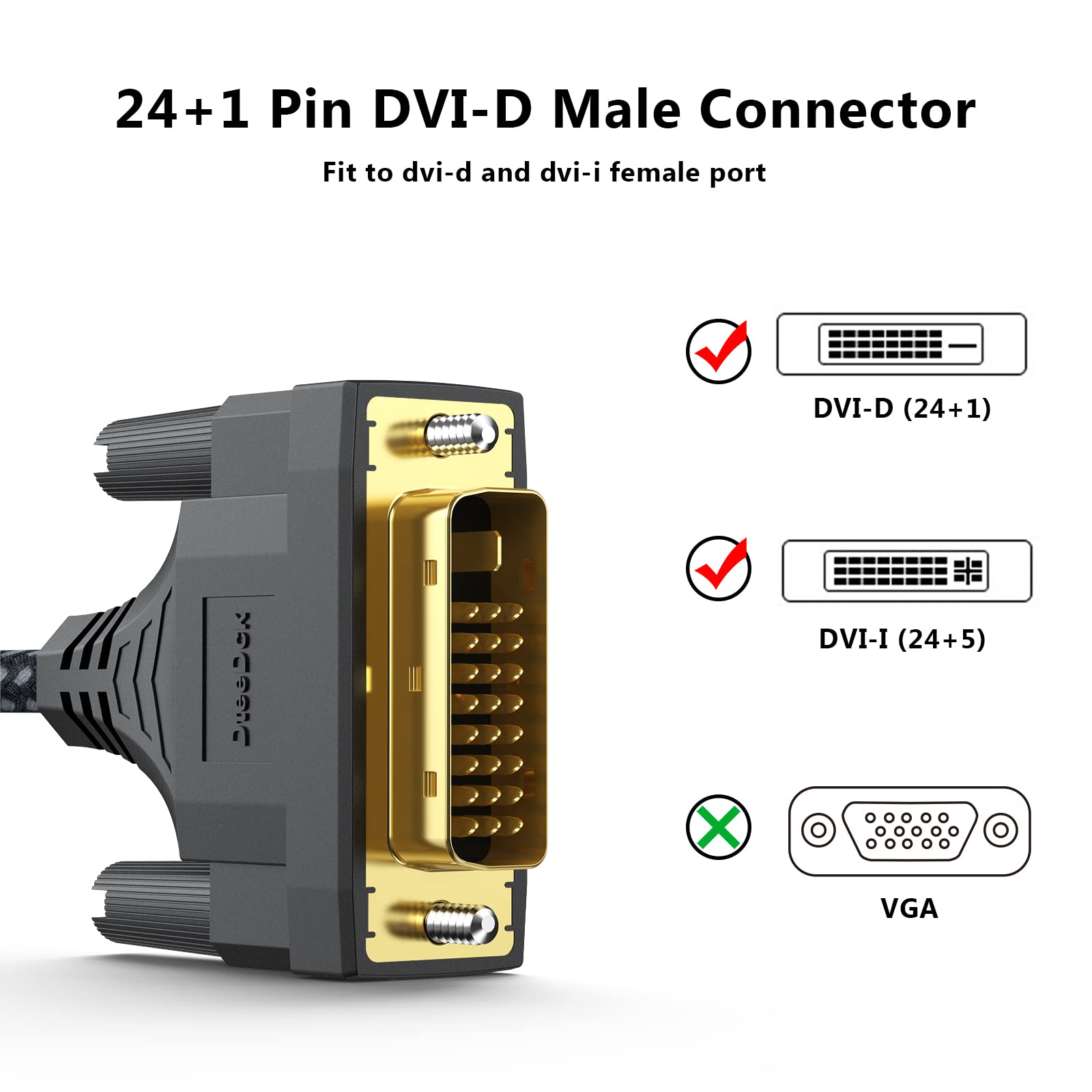 DteeDck DVI to HDMI Cable 6ft, HDMI to DVI Cable Adapter Bidrectional Braided DVI-D to HDMI Cord for Monitor Raspberry Pi Roku Xbox One PS5 Graphics Card Blue-ray, Switch - Black