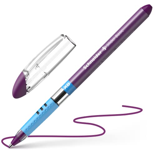 Schneider Slider Basic XB (Extra Broad) Ballpoint Pen, 1.4 mm, Transparent Barrel, Assorted Ink Colors, Pack of 8 Pens (151298)