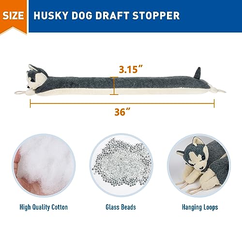 MAGZO Under Door Draft Stopper 36 inch, Cute Husky Dog Door Draft Blocker Sound Noise Cold Air Wind Dust Proof Energy Savingā¦