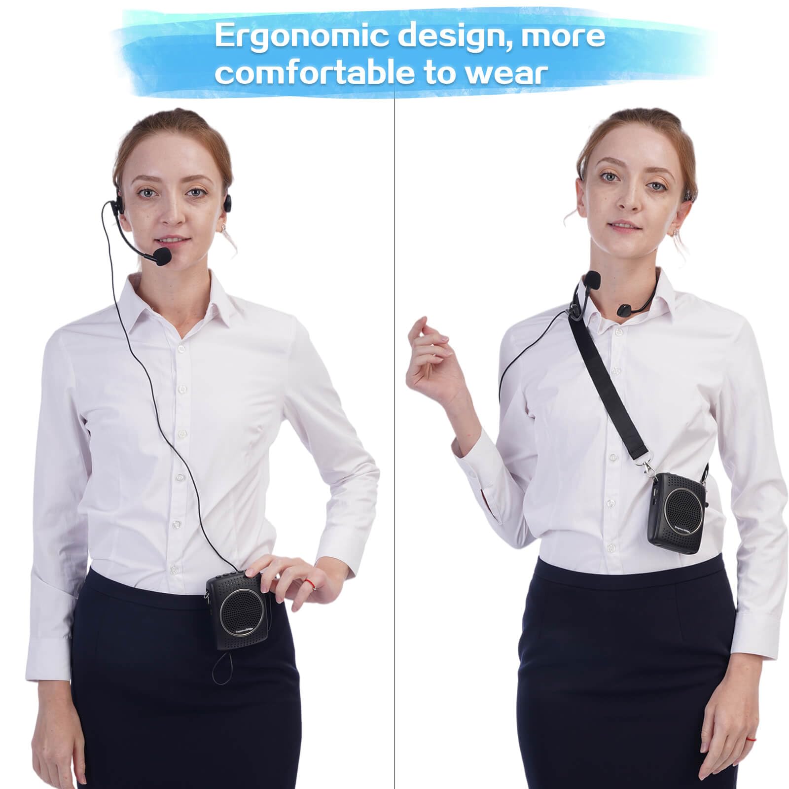 Voice Amplifier for Teachers Personal Wired Microphone Headset - Loudly Rechargeable Portable Microphone with Speaker, 2000mAh Small Pa System with Headset Microphone Classroom ect S309