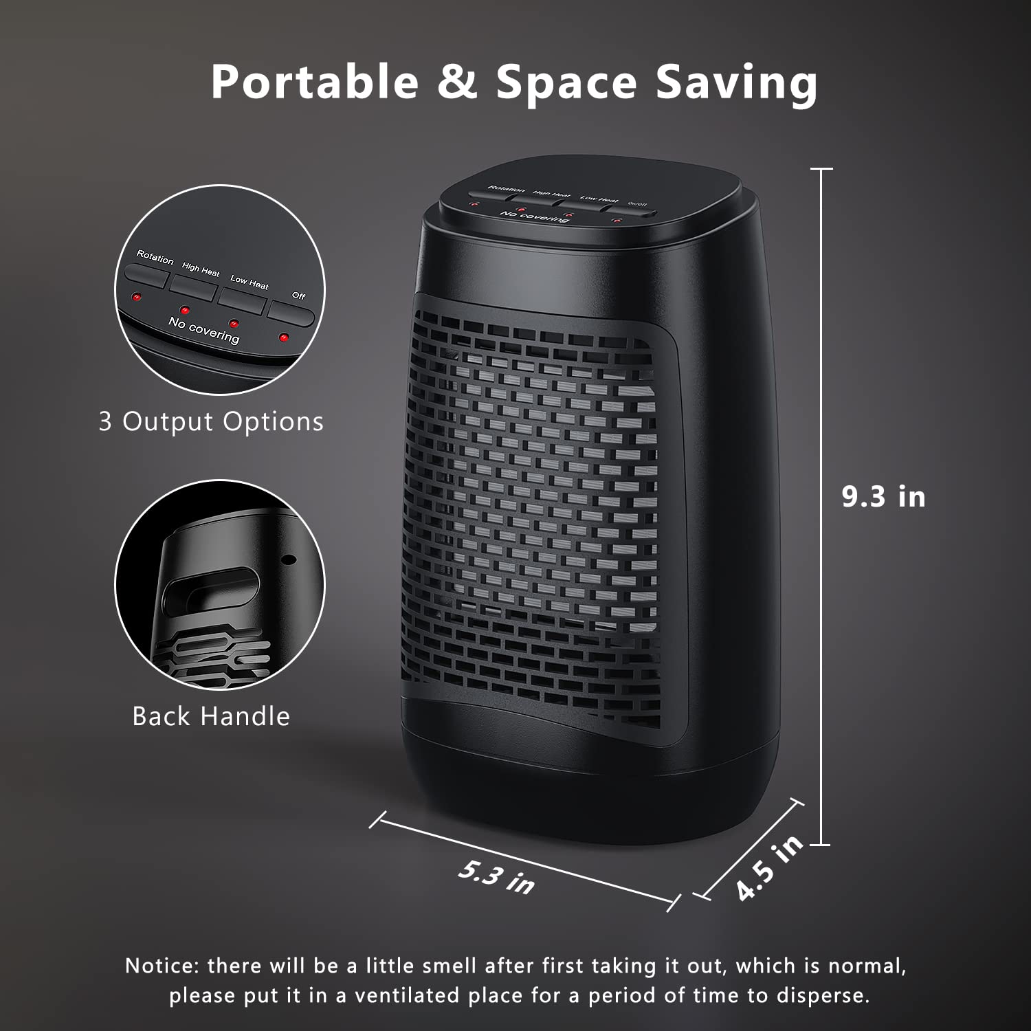 Zuvas Space Heater for Indoor Use 750W/1500W Small Electric Heaters Personal Room Heater for Office Bedroom, with Tip Over and Overheat Protection