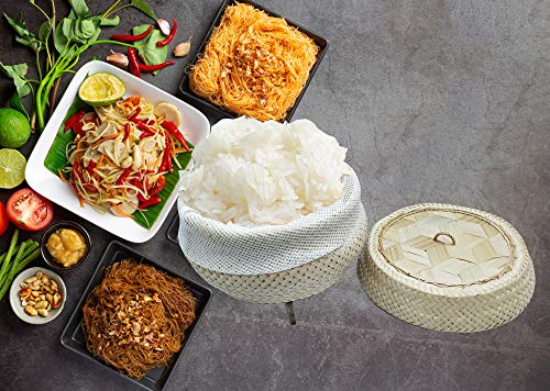 Heavens Tvcz Bamboo Rice Steamer Basket with Lid Sticky Rice Cooker Thai Home Electric Cooker Food Safe Free Cloth 1 piece