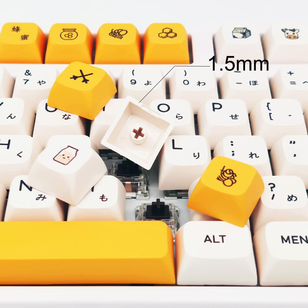 PBT Keycaps 140 Keys XDA Profile Keycaps Dye-Sublimation Japanese Honey Milk Keycap,ANSI Layout Keycap Suitable for Mechanical Gaming Keyboard Gateron Kailh Cherry MX Switches (Keycaps only)