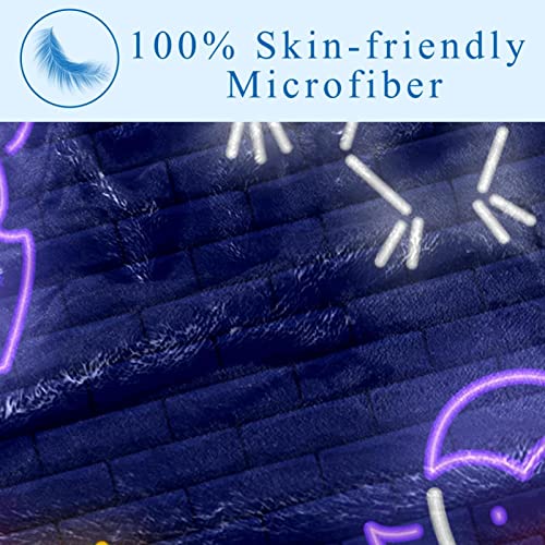 Halloween Party Neon Pattern Prints Soft Warm Cozy Blanket Throw for Bed Couch Sofa Picnic Camping Beach, 150×100cm
