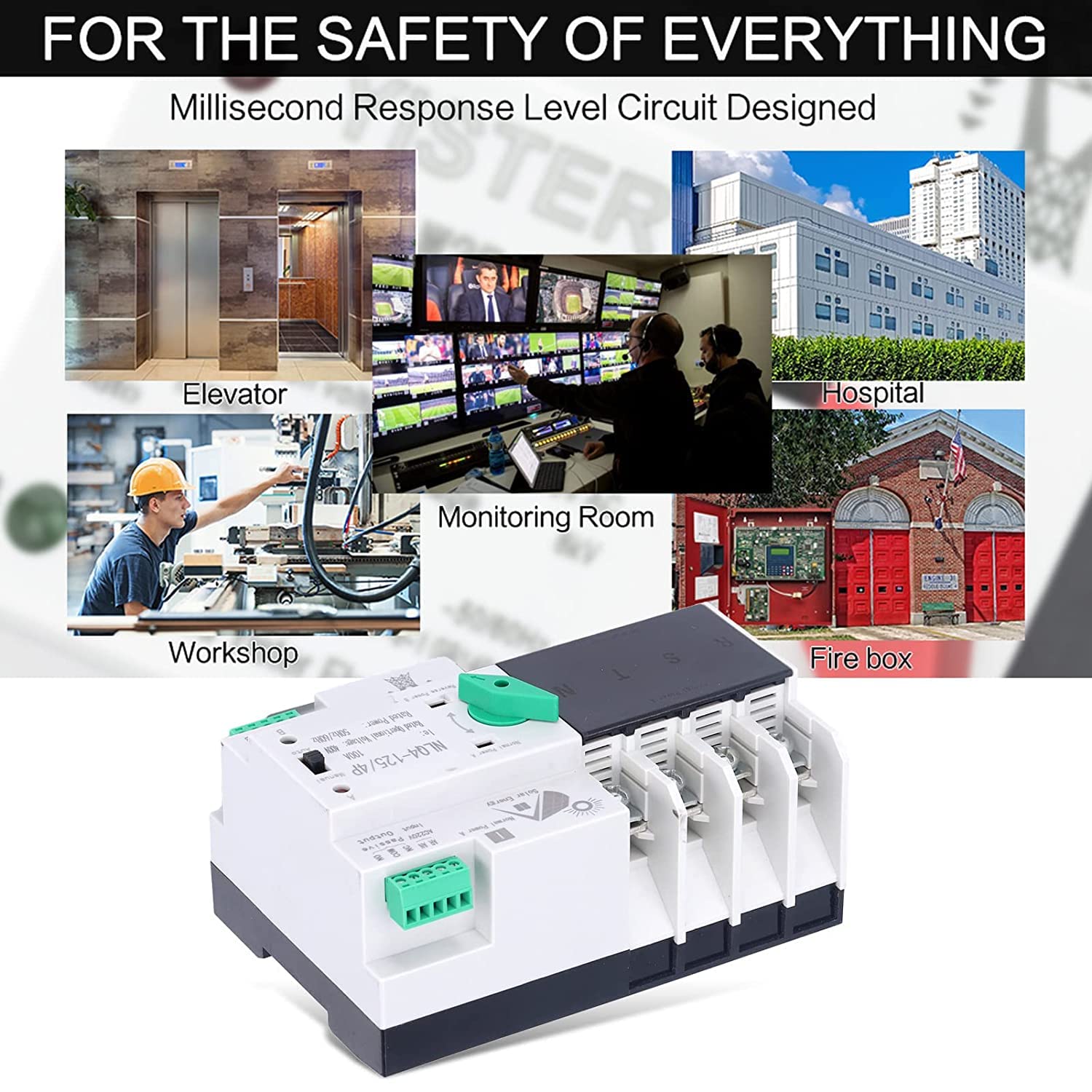 Dual Power Automatic Transfer Switch AC 400V 4P 100A ATS PC Automatic Changeover Toggle Switch Double Transfer Switch for Municipal Electricity UPS Inverter Solar