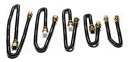 Dreffco 24'' x 3/4'' High Capacity Gas Flex Line - Premium Quality Black Non-Whistle Fire Pit, Fireplace, Dryer Gas Line - Perfect Gas Line for NG or LP Fire Pits - Versatile Usage - Easy Installation
