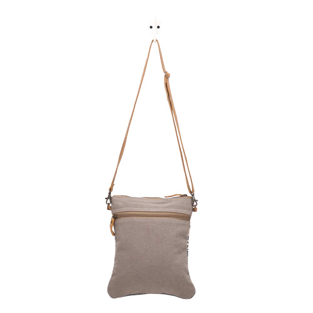 Myra Bag Runner Upcycled Canvas & Cowhide Crossbody Bag S-1452