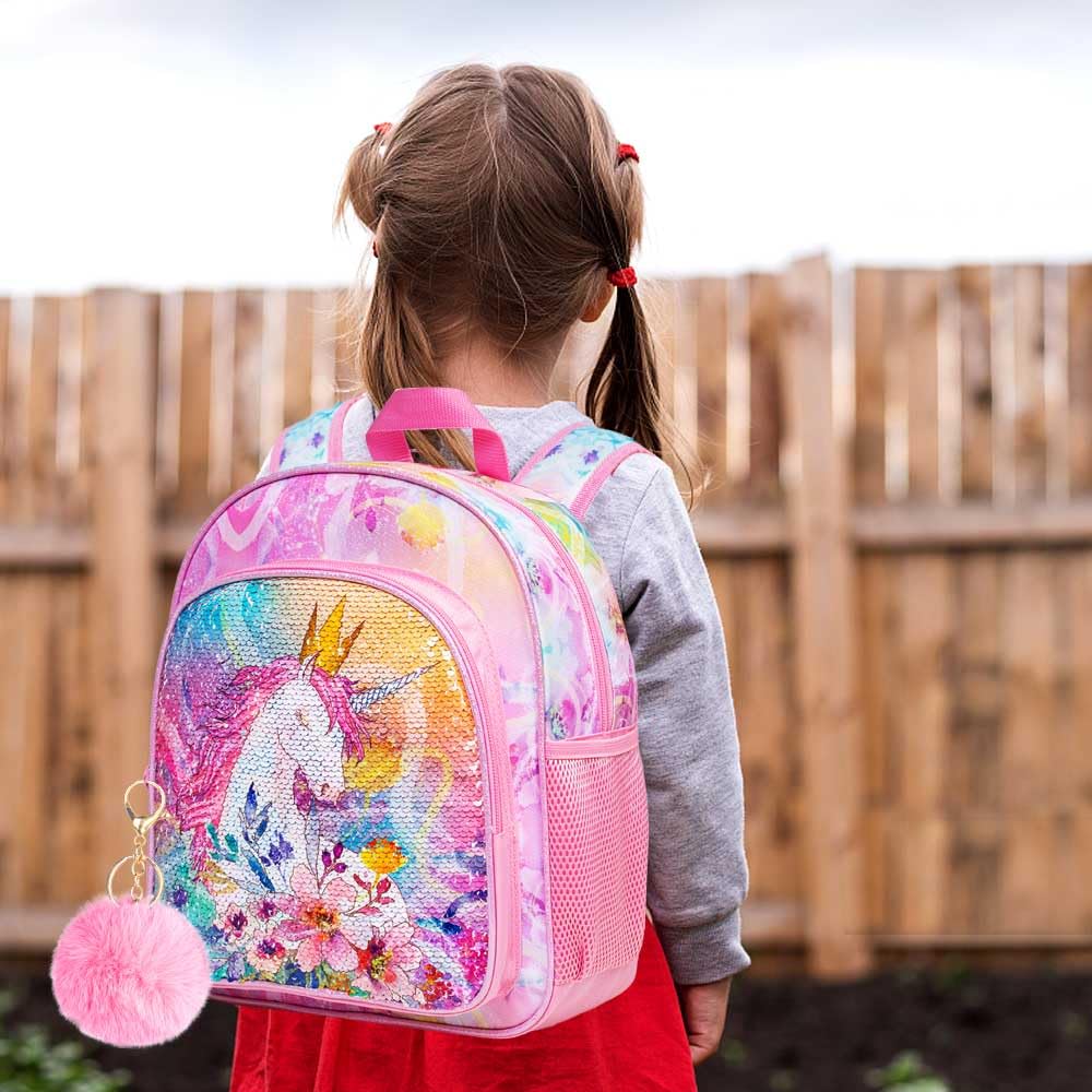 CCJPX Unicorn Backpack for Girls, 12.5β Toddler Sequin Bookbag Kindergarten Cute School Bag