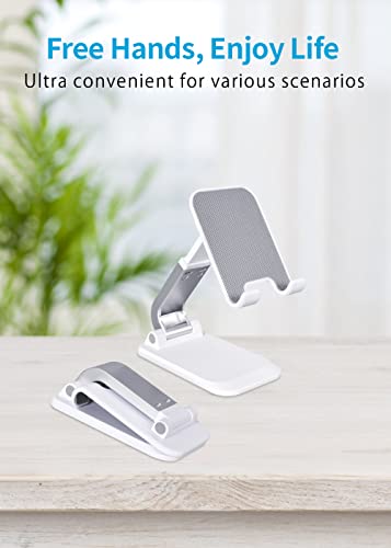 Foldable & Portable Cell Phone Stand with Silicon Pad,Adjustable Angle Height Tablet Desktop Holder Compatible with iPhone 14 Pro Max,Samsung Galaxy S20 and Other 4-8'' Smartphone
