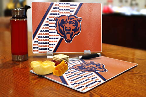 Duck House NFL Chicago Bears Tempered Glass Cutting Board with Display Stand white, 10" X 14"
