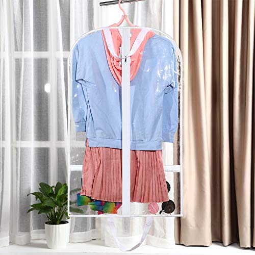 Maitys Clear PVC Hanging Costume Garment Bag Costume Bags Suit Cover with Zipper Pockets for Storage Travel Dance Garment (Classic Style)