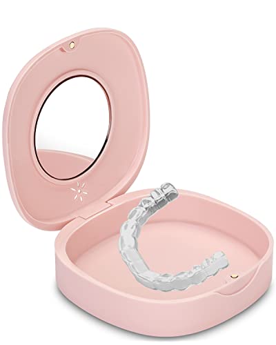 Cute Retainer Case With Vent Holes & Mirror, Portable Slim Aligner Case, Compatible With Retainer, Aligner, Night Guard & Mouth Guard, Cute Sticker As Bonus