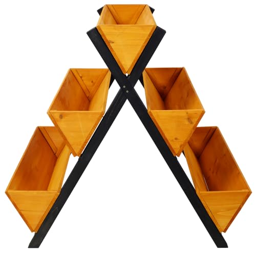 HarmoGZen 3 Tiers Wooden Vertical Raised Garden Bed with Legs,Brown Planter Raised Beds Kit for Flowers Herbs Vegetables