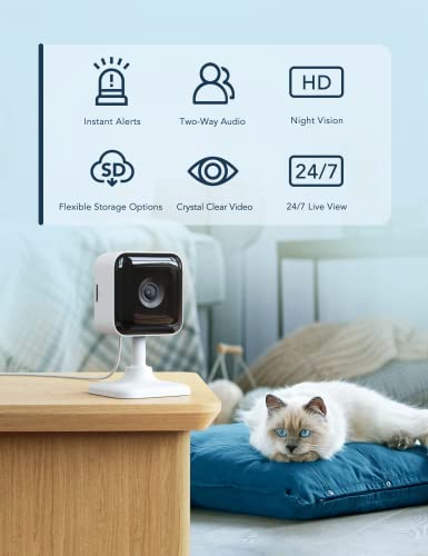 GNCC Indoor Security Camera Dog Camera 1080P w/Motion Detection, 2-Way Audio Siren, Night Vision, Cloud & SD Card Storage, Works w/Alexa & Google Home, GC2
