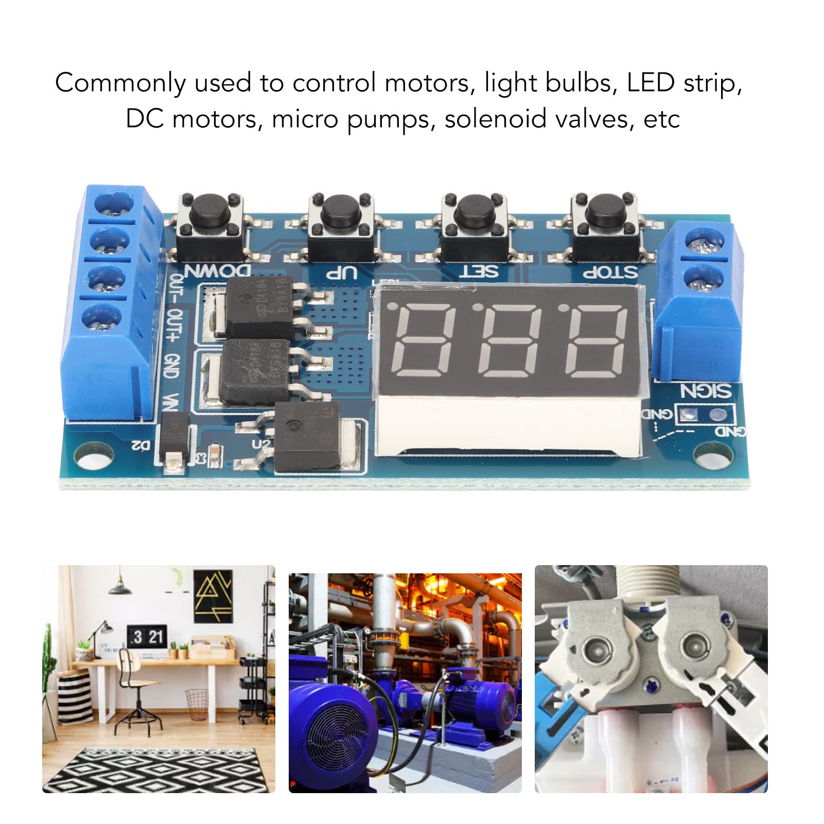 Dual MOS Tube Control Board, Reverse Polarity Protection Dual MOS Tube Control Module PCB One Key Stop Function 5-30V for Motor for Micro Water Punp