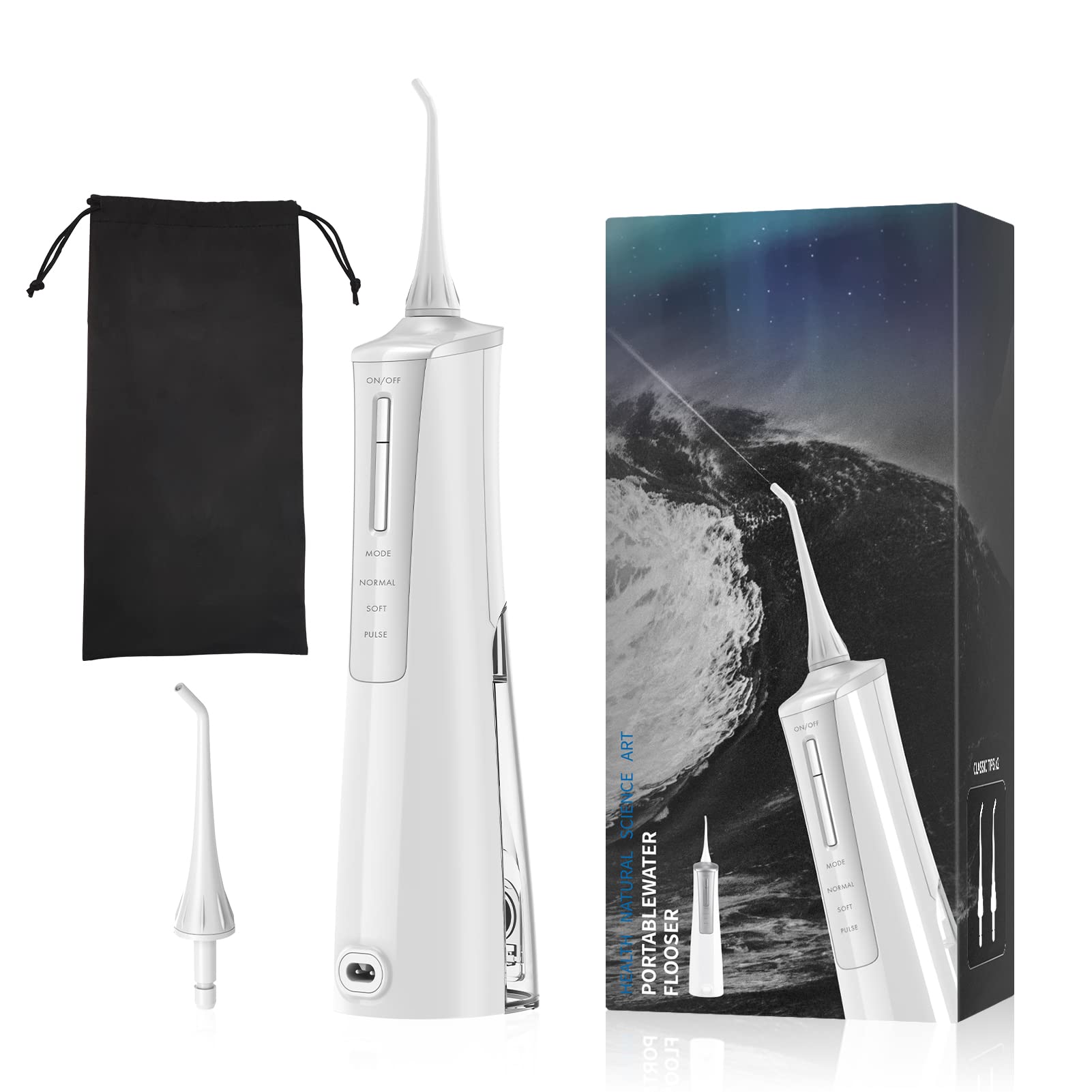 JTF Cordless Water Flossers-for Teeth, Oral Irrigator with 3 Cleaning Modes and 2 Jet Tips, Rechargeable 4 Hours Lasting for 21 Days, Portable and Waterproof Flosser for Home and Travel