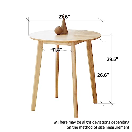 Livinia Canberra 27.6" Round Wooden Dining Table/Small Mid Century Modern Malaysian Oak Kitchen Table (Natural-Oak)