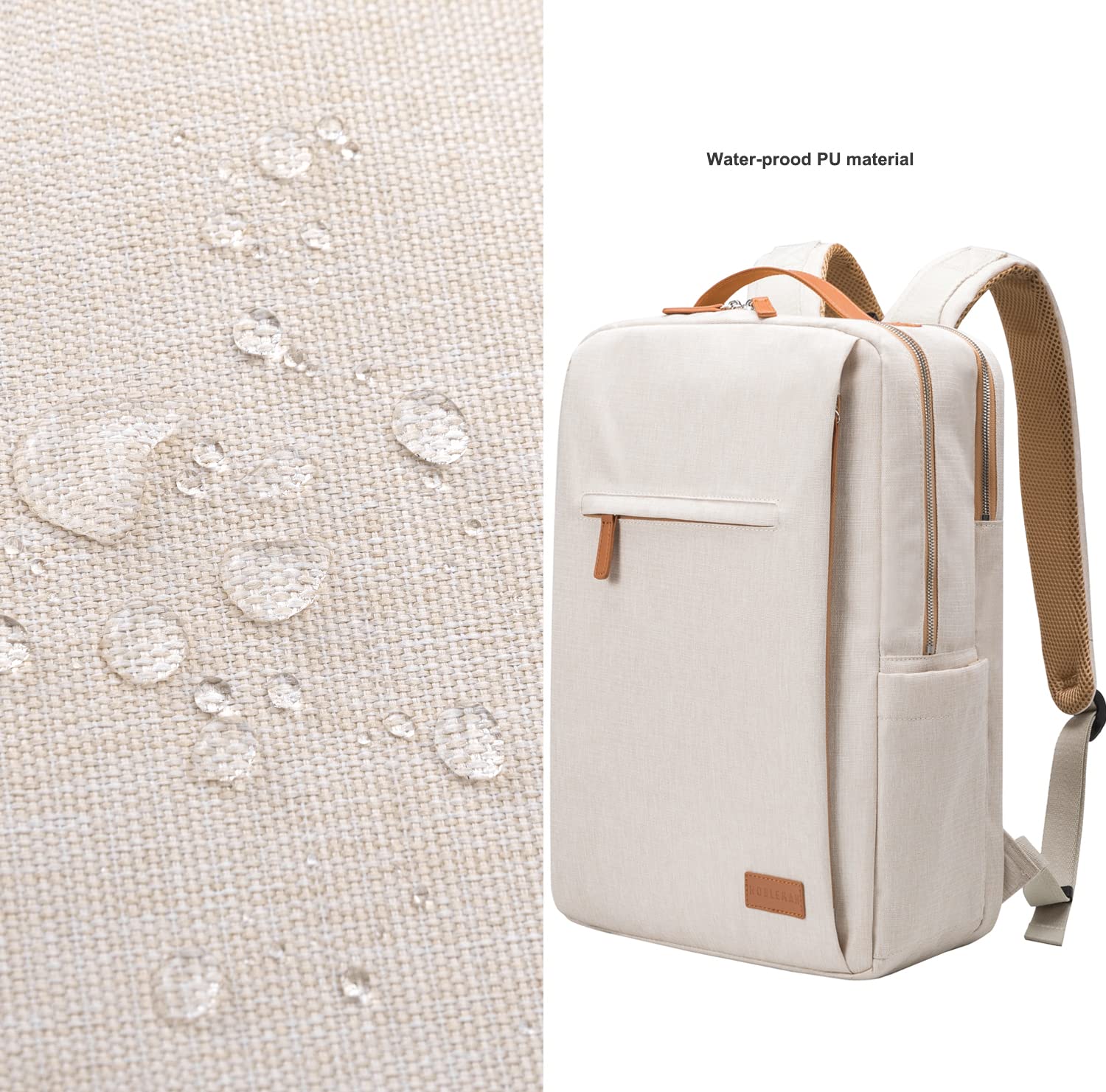 NOBLEMAN Men's Backpack, Laptop Backpack, Waterproof travel Backpack, 15.6 Inch Laptop Backpack, Daypack, carry on backpack with USB (Beige)