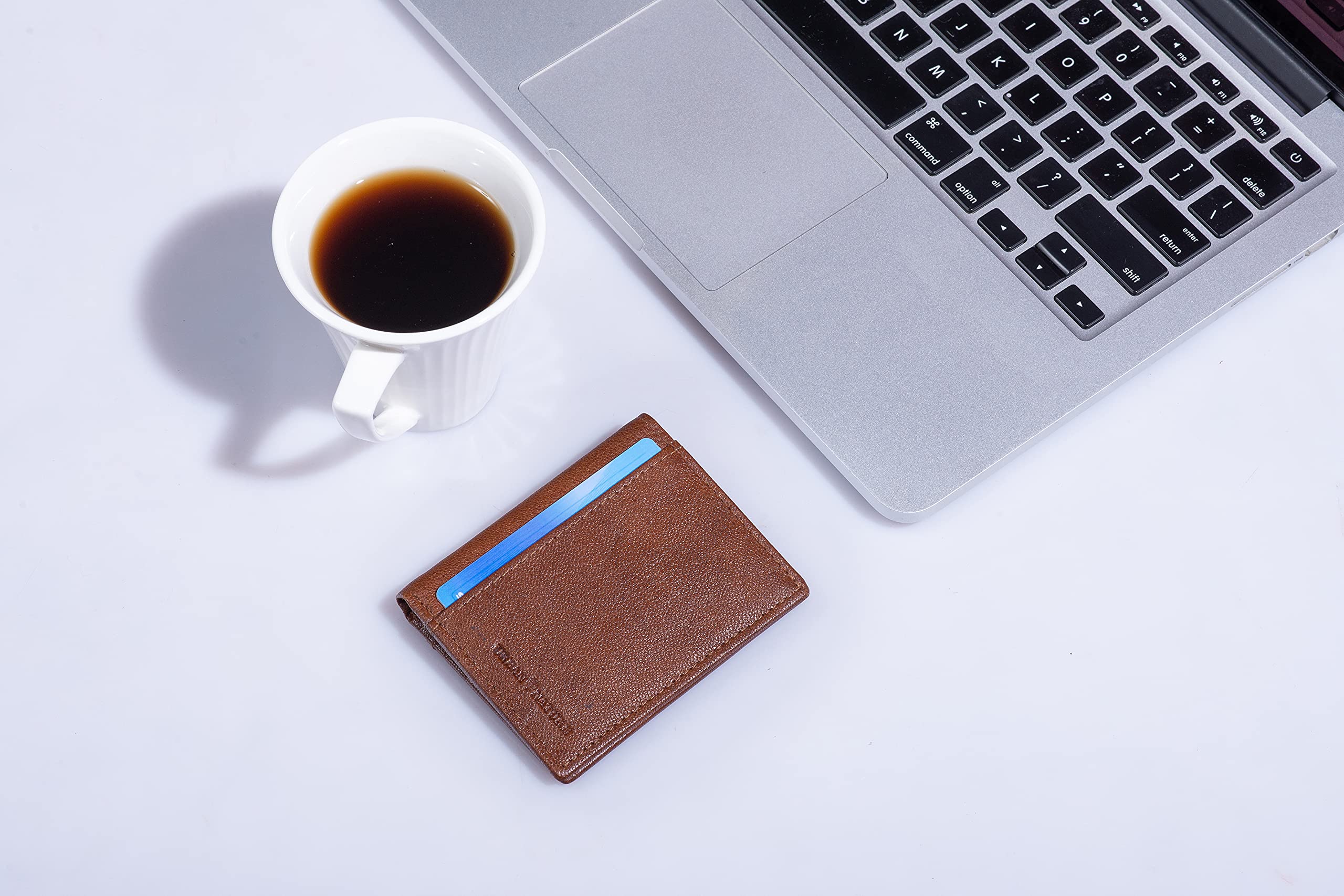 Urban Nature Tan Genuine Leather RFID Protected Slim Billfold Business Card holder Minimalist Wallet