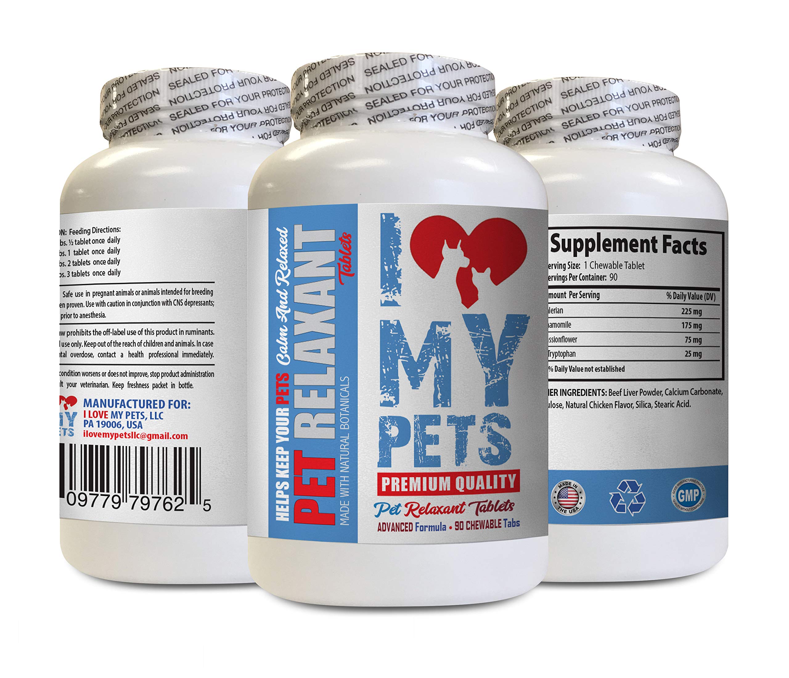I LOVE MY PETS LLC pet Calming cat - PET Relaxant - Powerful Anxiety Relief - Healthy Chews - tryptophan for Cats - 90 Treats (1 Bottle)