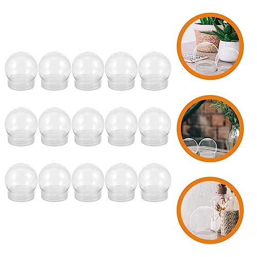 NOLITOY DIY Snow Globe 15Pcs Plastic Clear Water Globes with Screw Off Caps Empty Fillable Snow Globe Christmas Candy Jar for DIY Christmas Party Crafts Decoration 4 Inch