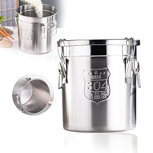 LINISHOP 304 Stainless Steel Airtight Canister Airtight Cereal Container Food Storage Container Metal Kitchen Rice Flour Milk Storage Bucket Silver New (12L)