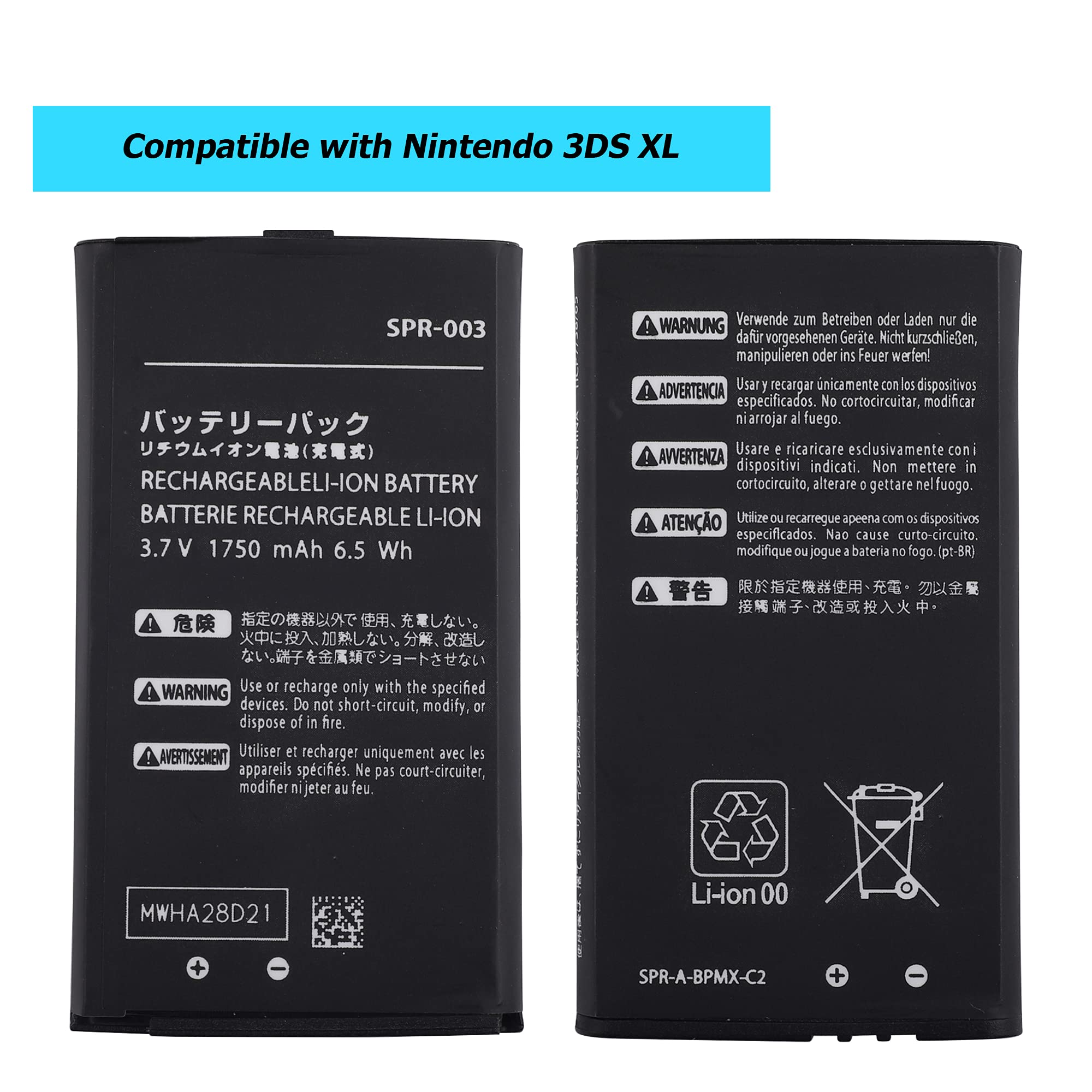 Vvsialeek SPR-003 Replacement Battery Compatible with Nintendo 3DS XL 1750mAh